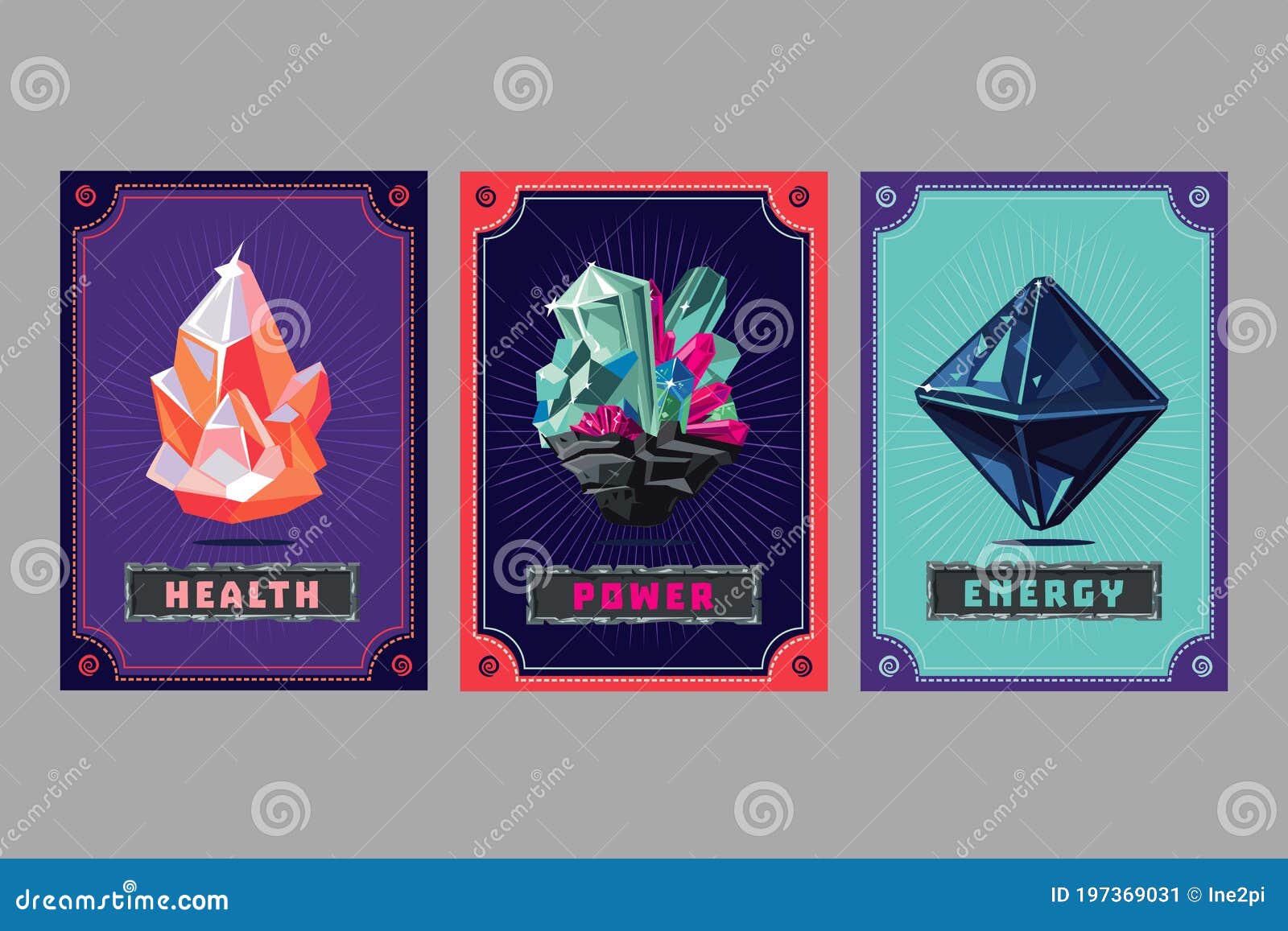 Card Deck. Collection Game Art. Fantasy Ui Kit With Magic Items. User ...