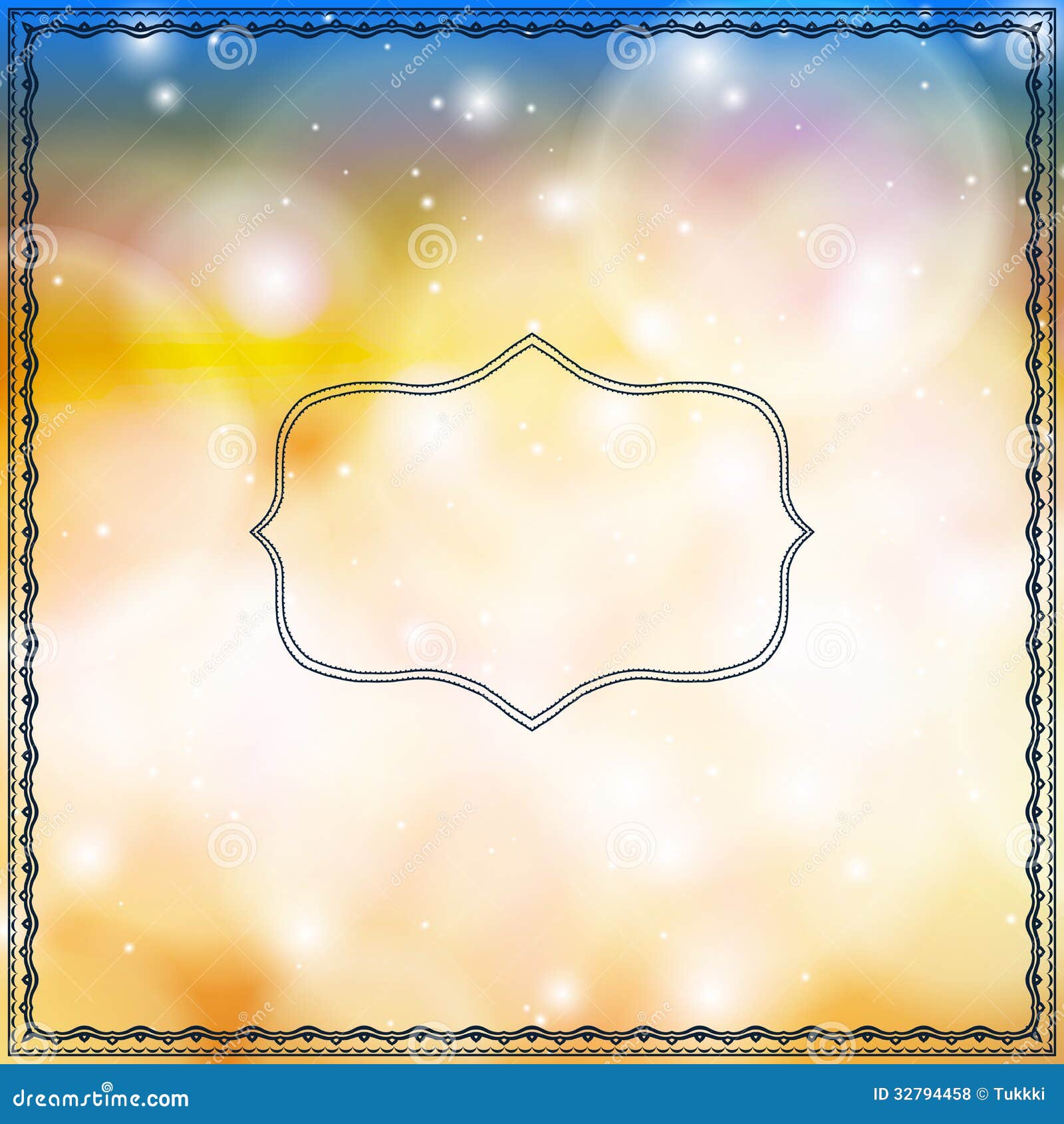 Card with Decorative Frames on Bokeh Lights Stock Vector - Illustration ...