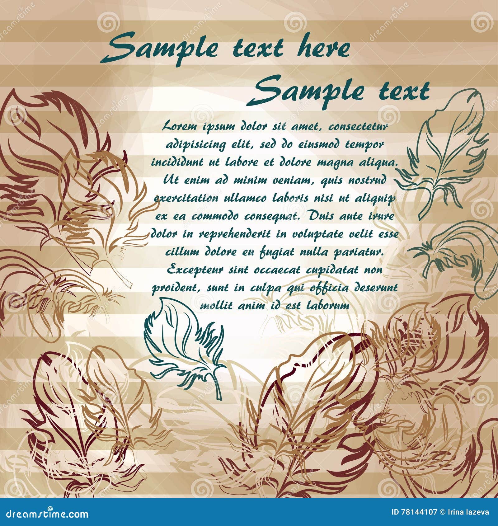 Card Design with Beautiful Feathers Stock Illustration - Illustration ...