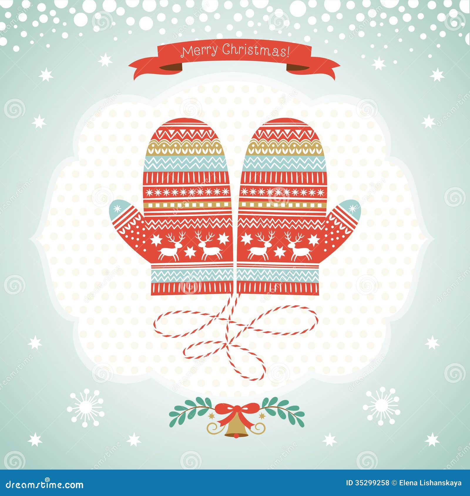 Card Design with Christmas Mittens Stock Vector - Illustration of ...