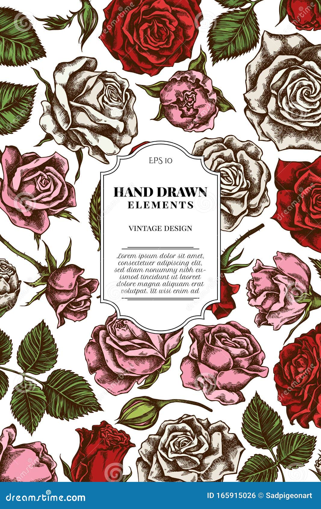 Card Design with Colored Roses Stock Vector - Illustration of bouquet ...