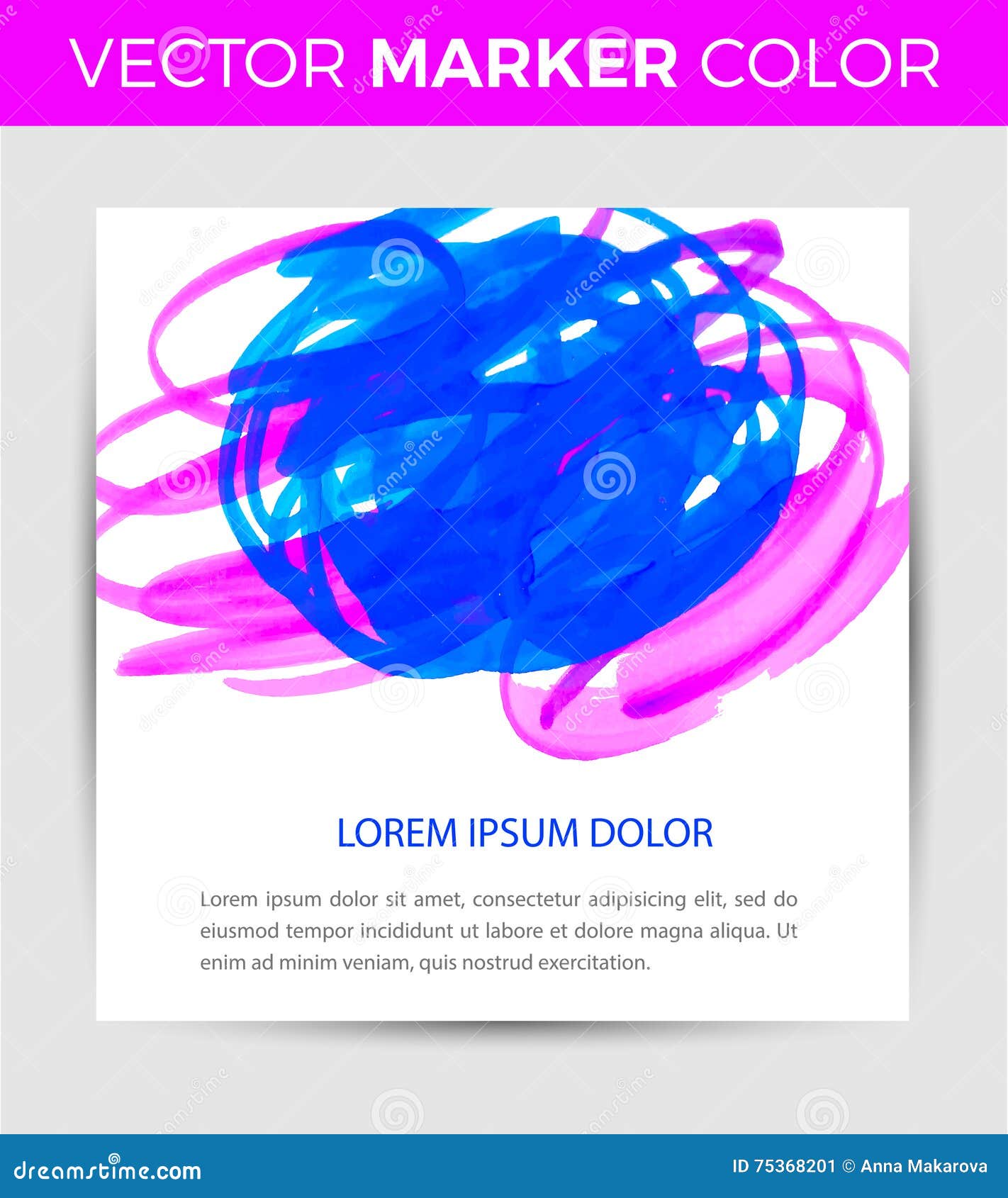 Card Design With Hand-drawn Marker Markers Background. Template For ...