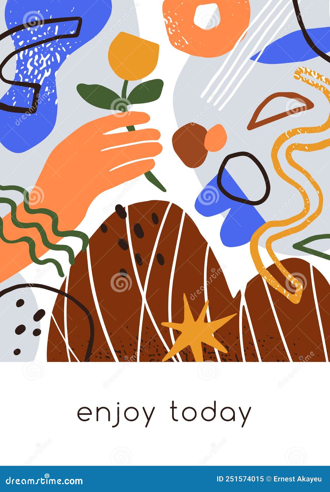 Card Design with Positive Motivation Quote, Phrase and Abstract Shapes ...