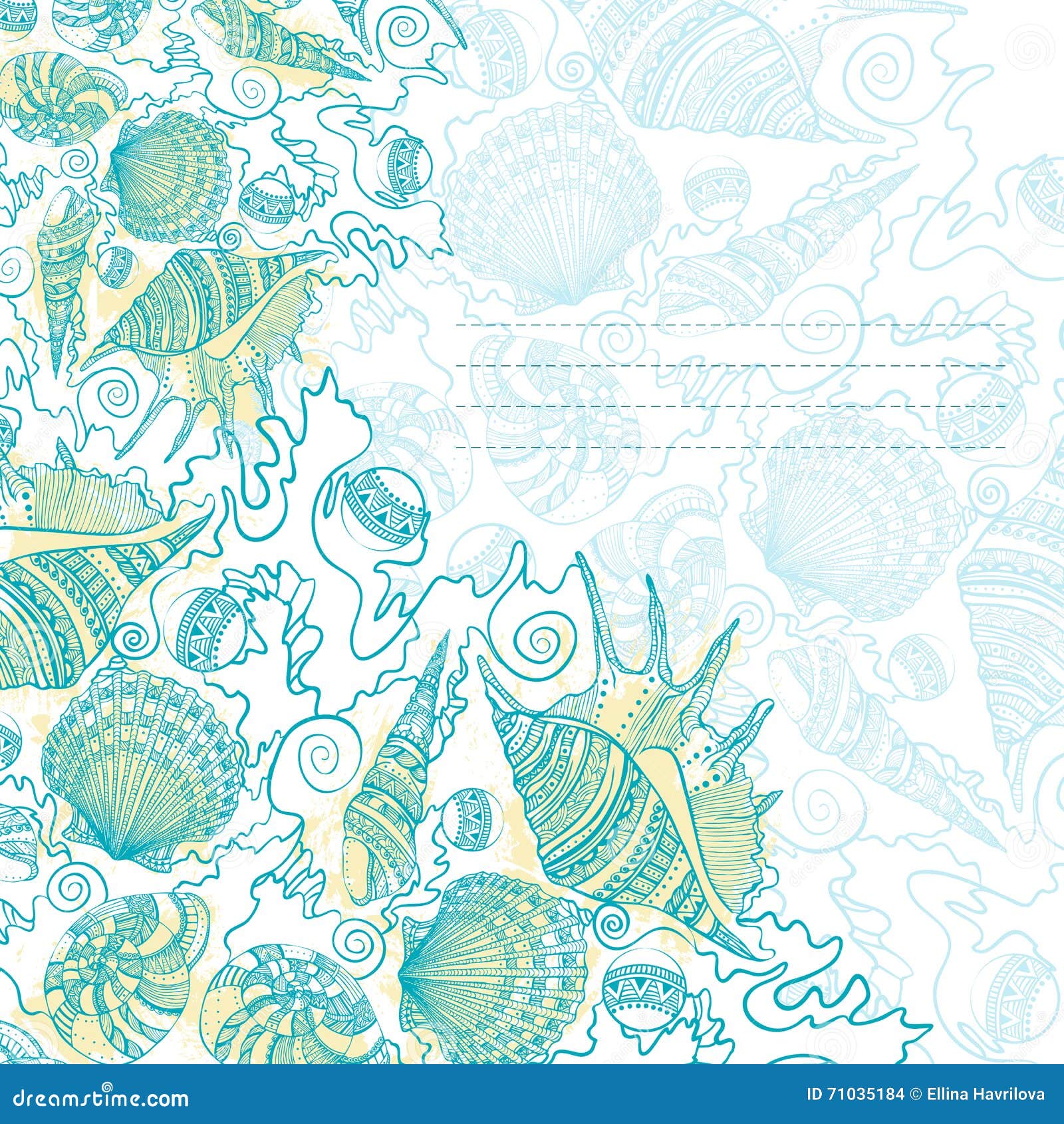Card Design with Sea Shells Stock Vector - Illustration of ornate ...