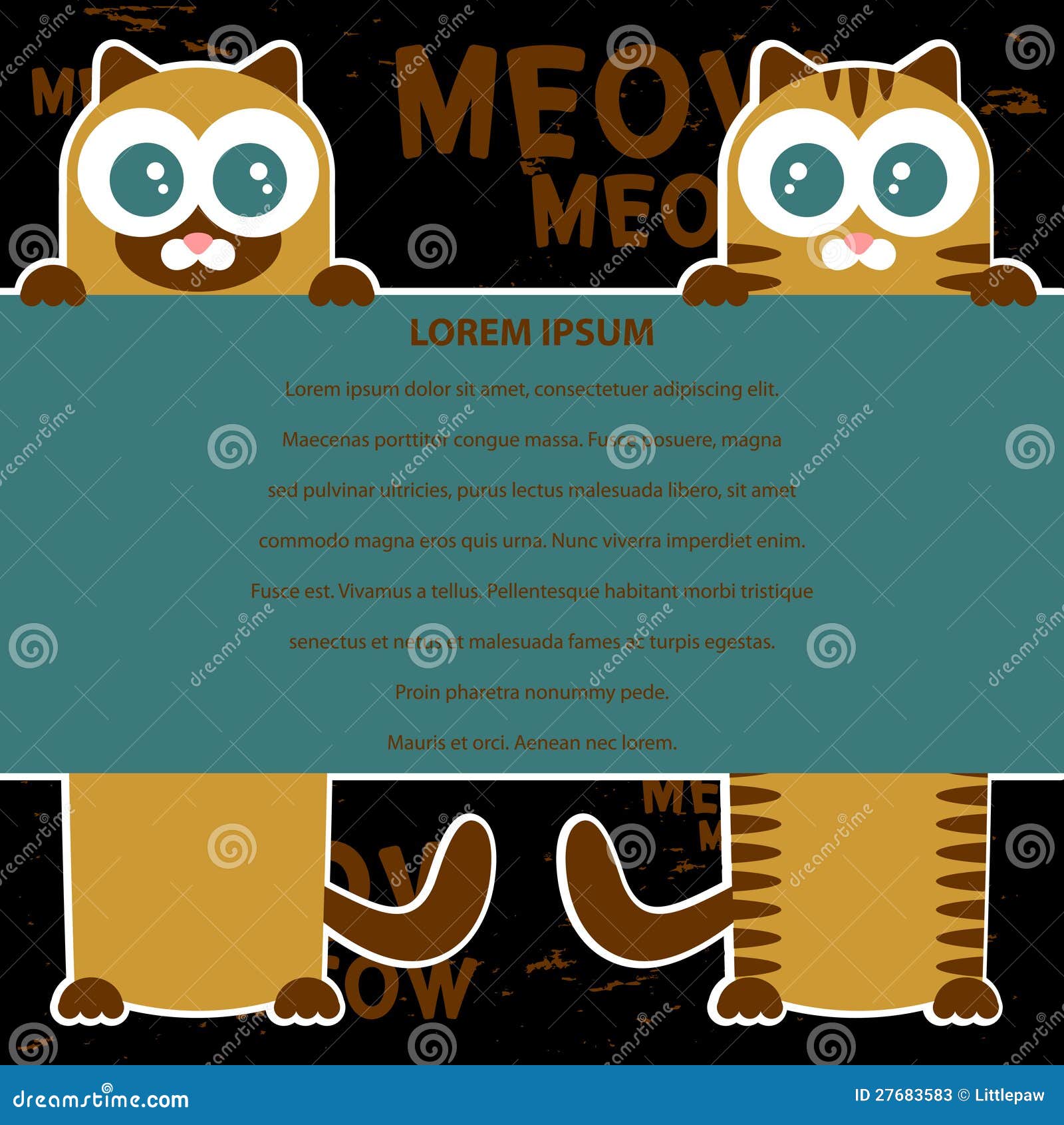 Card design with two cats stock vector. Illustration of childlike ...