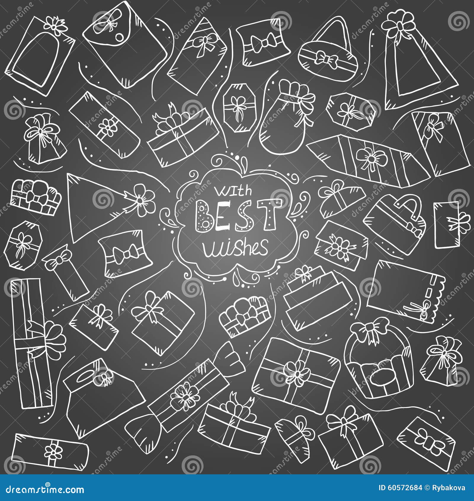 Card with doodle gift box stock illustration. Illustration of paper ...