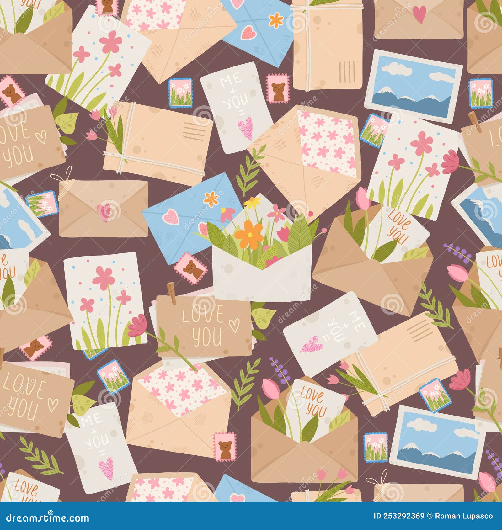 Card Envelope Pattern Cartoon Vector. Mail Note Stock Vector ...