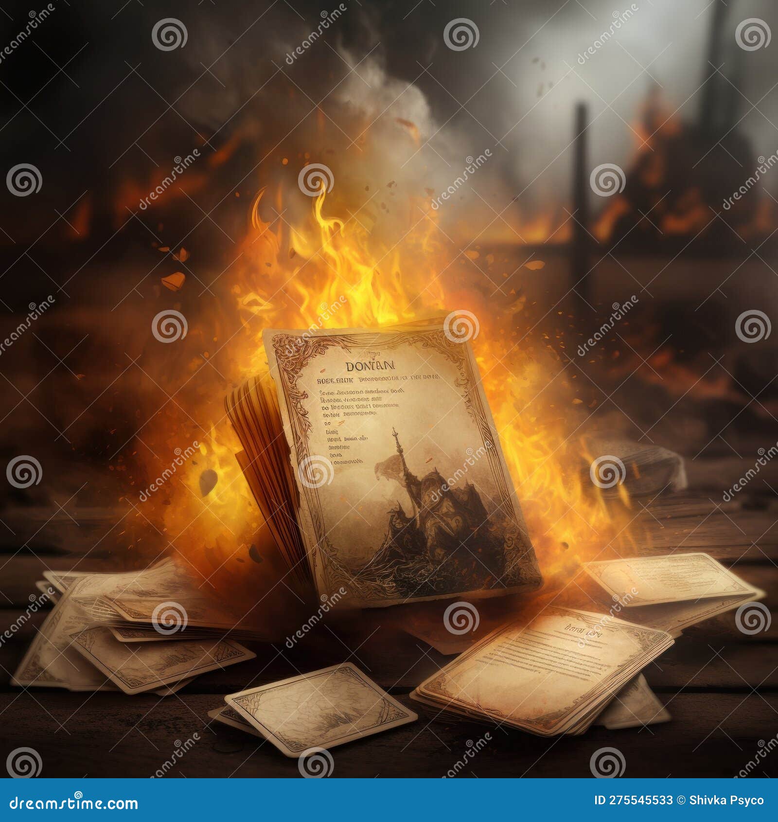A Card on Fire and Smoke Generative AI Stock Illustration ...