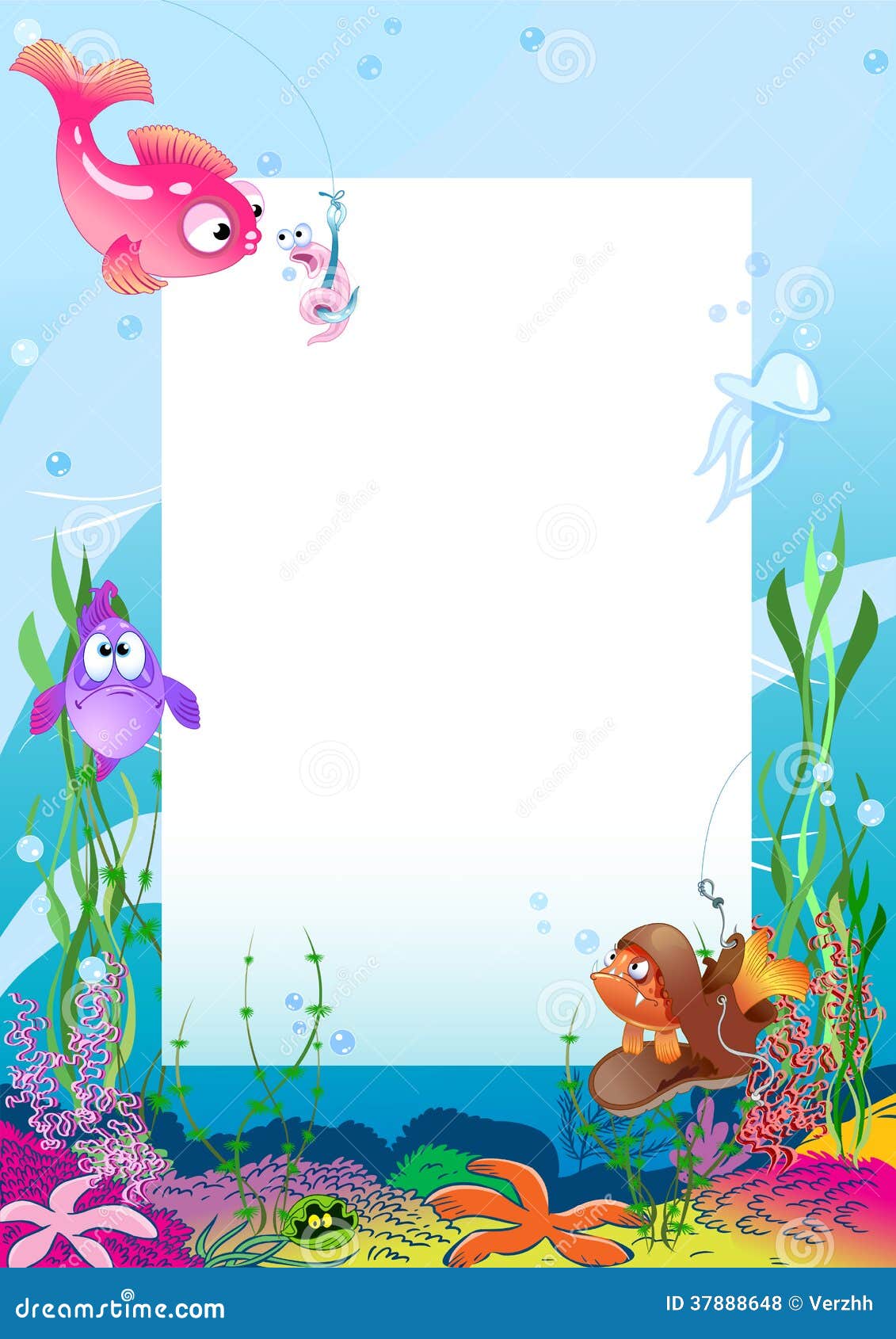 Card with fish stock vector. Illustration of coral, worm - 37888648
