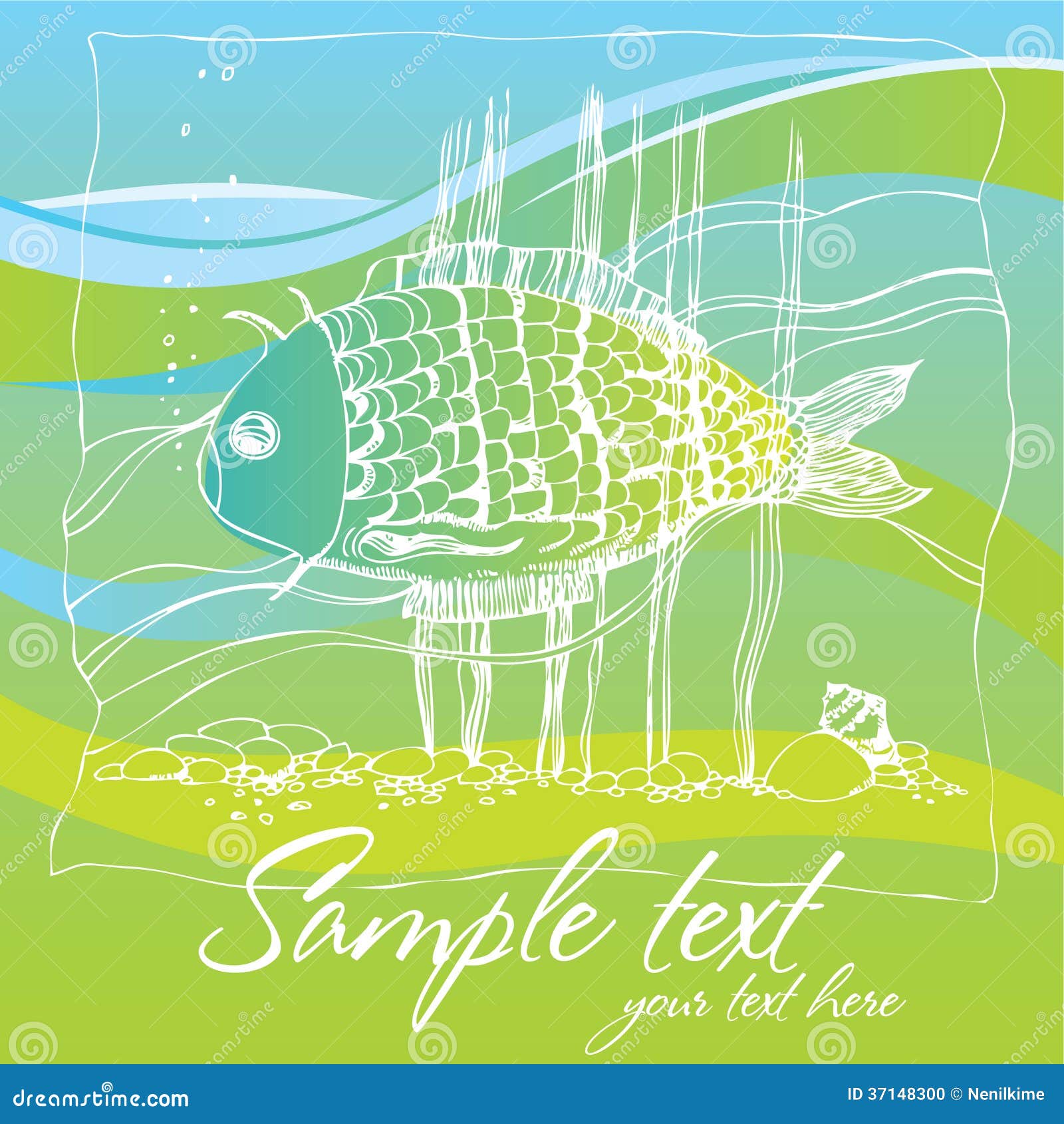 Card fish stock vector. Illustration of draw, design - 37148300