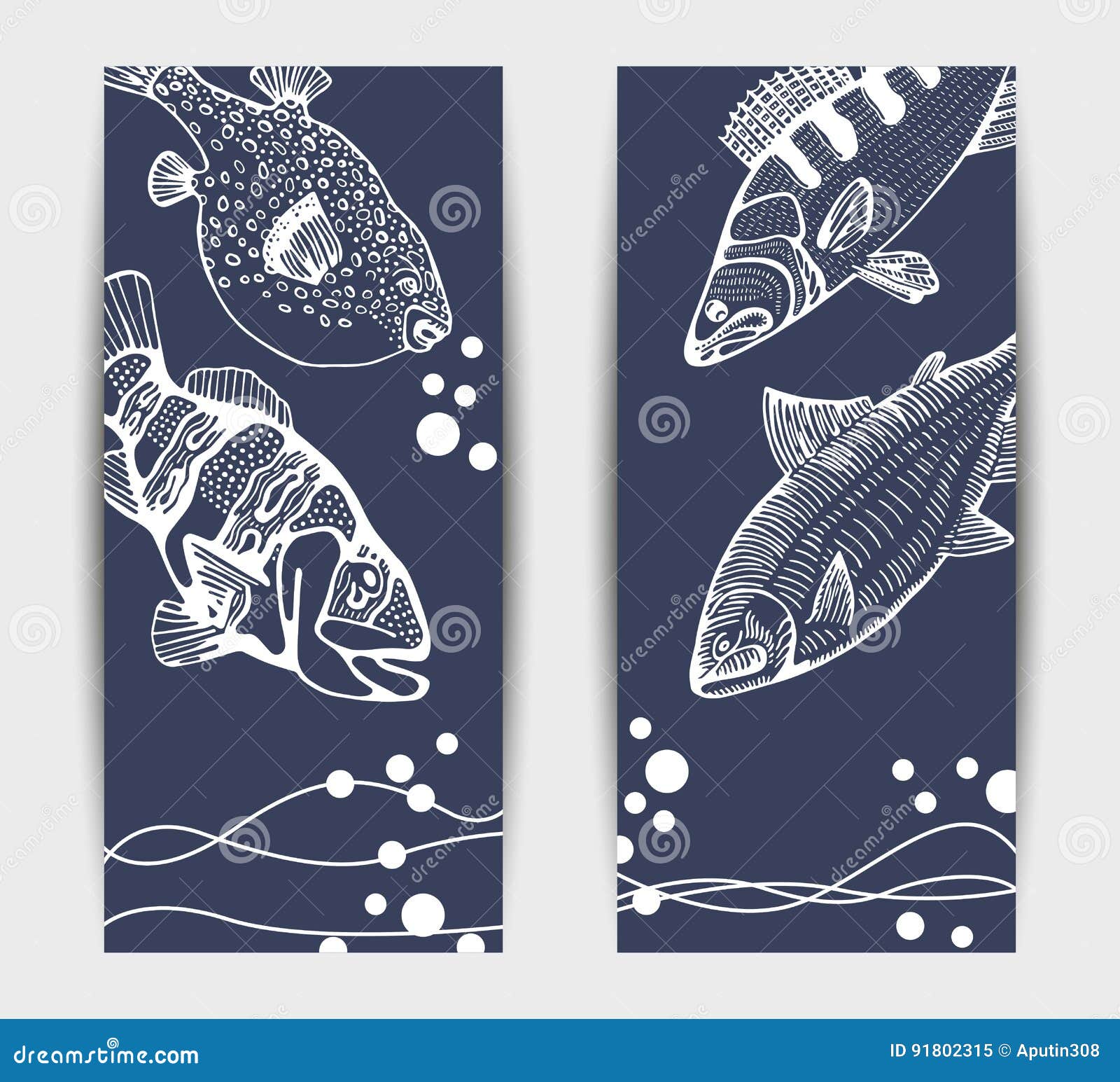 Card with fish vector stock vector. Illustration of crab - 91802315