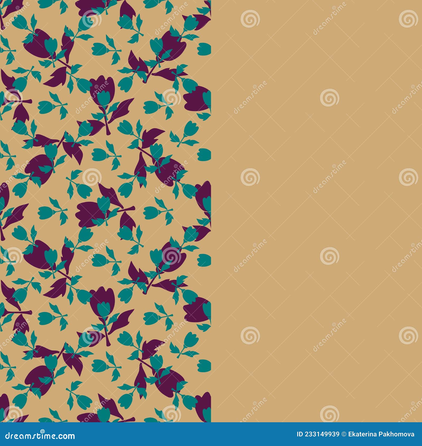 Leaflet with Abstract Seamless Flower Pattern in Flat Style. Stock ...