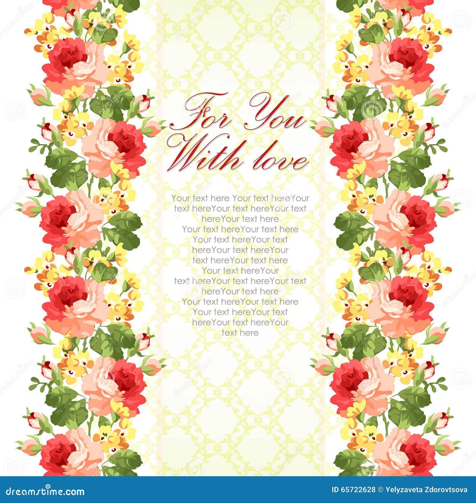 Card with floral pattern stock vector. Illustration of blossom - 65722628