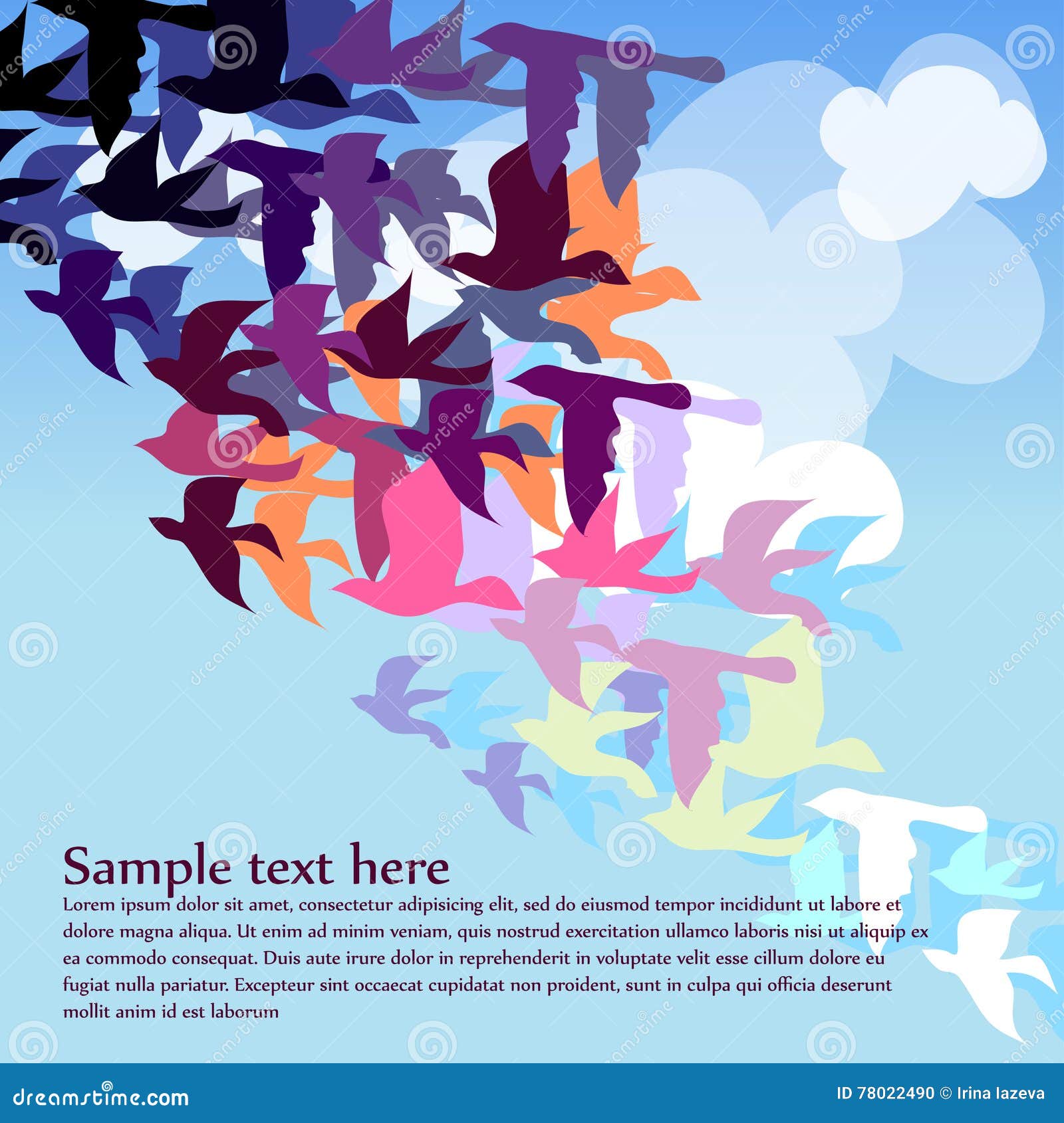 Card with flying birds stock vector. Illustration of decor - 78022490