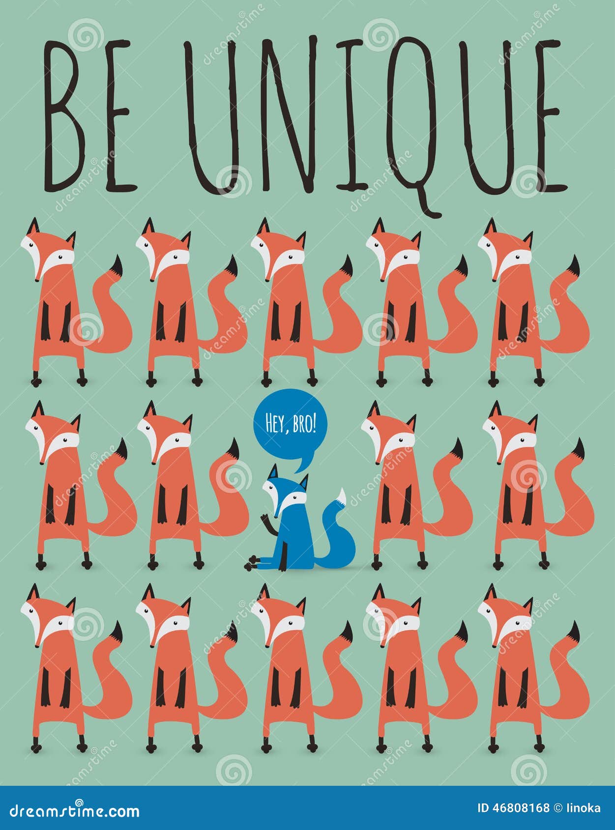 Card With Foxes. Be Unique. Stock Vector - Image: 46808168