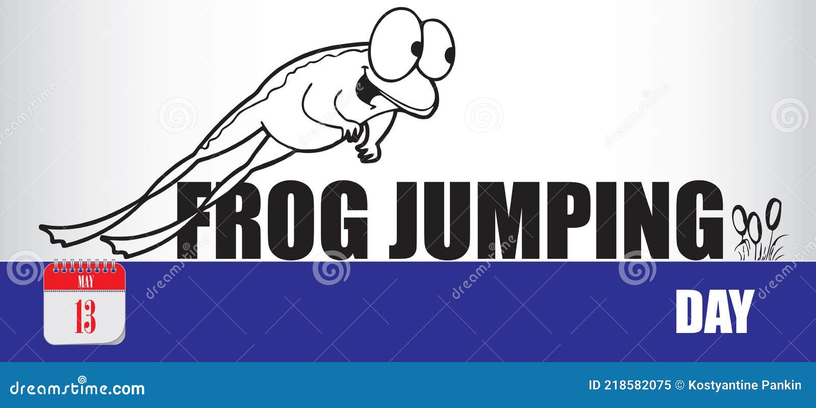 Card Frog Jumping Day stock vector. Illustration of frog - 218582075