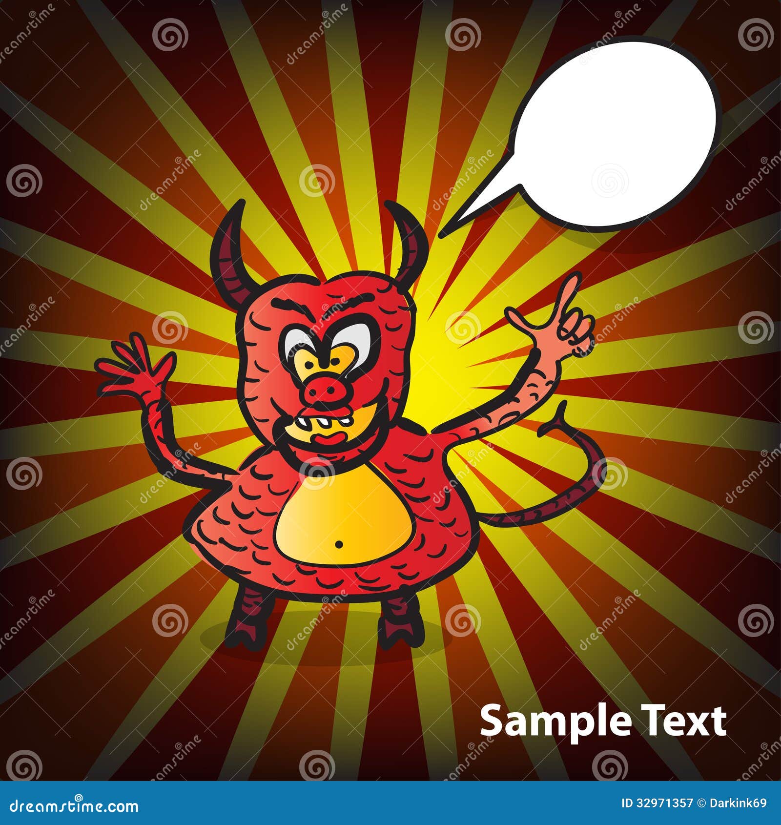 Card with funny devil stock vector. Illustration of greeting - 32971357