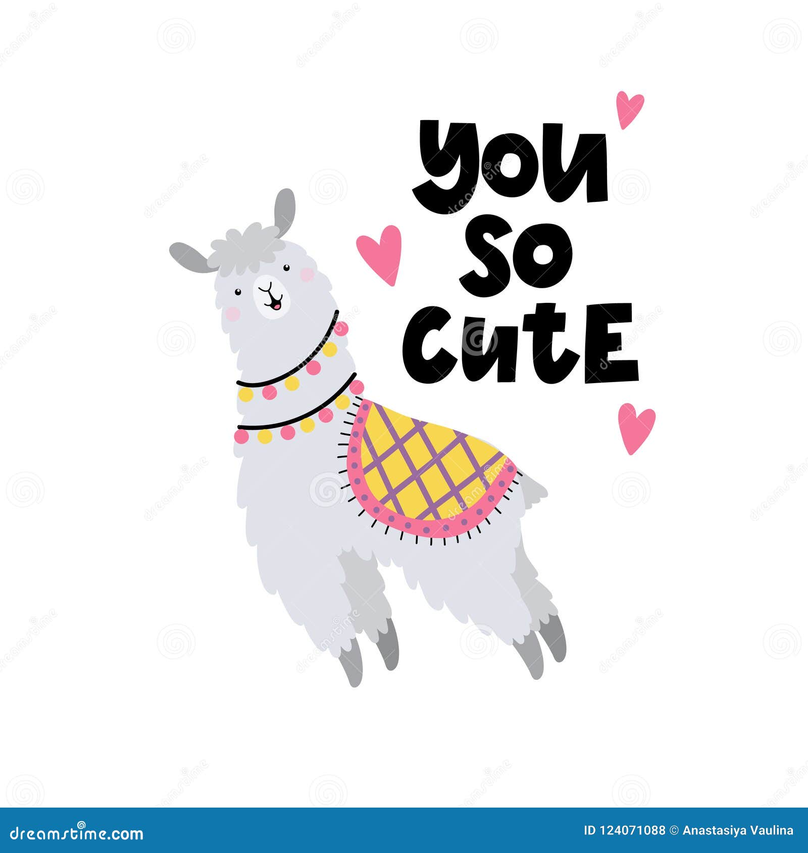Card With Funny Lama And Text You So Cute Royalty-Free Stock Image ...