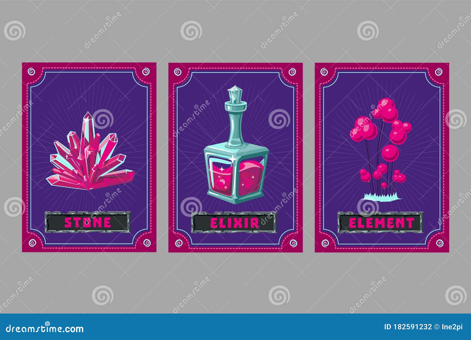 Card Game Collection. Fantasy Ui Kit With Magic Items. User Interface ...