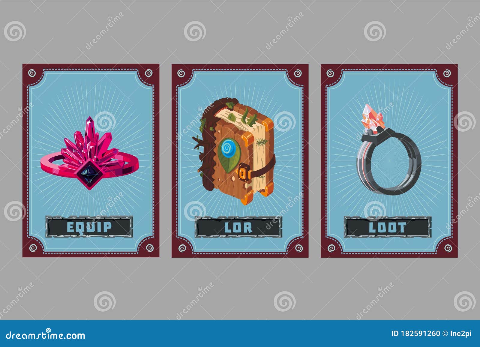 Card Game Collection. Fantasy Ui Kit with Magic Items. User Interface ...