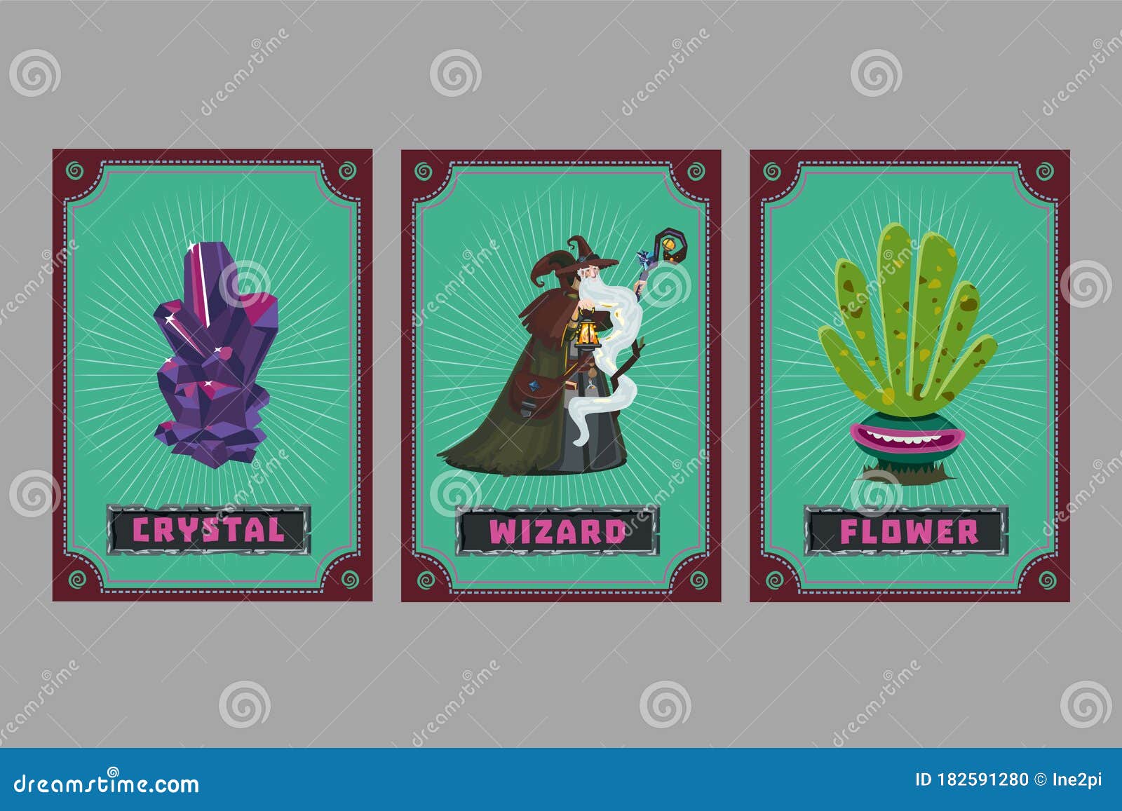 Card Game Collection. Fantasy Ui Kit with Magic Items. User Interface ...