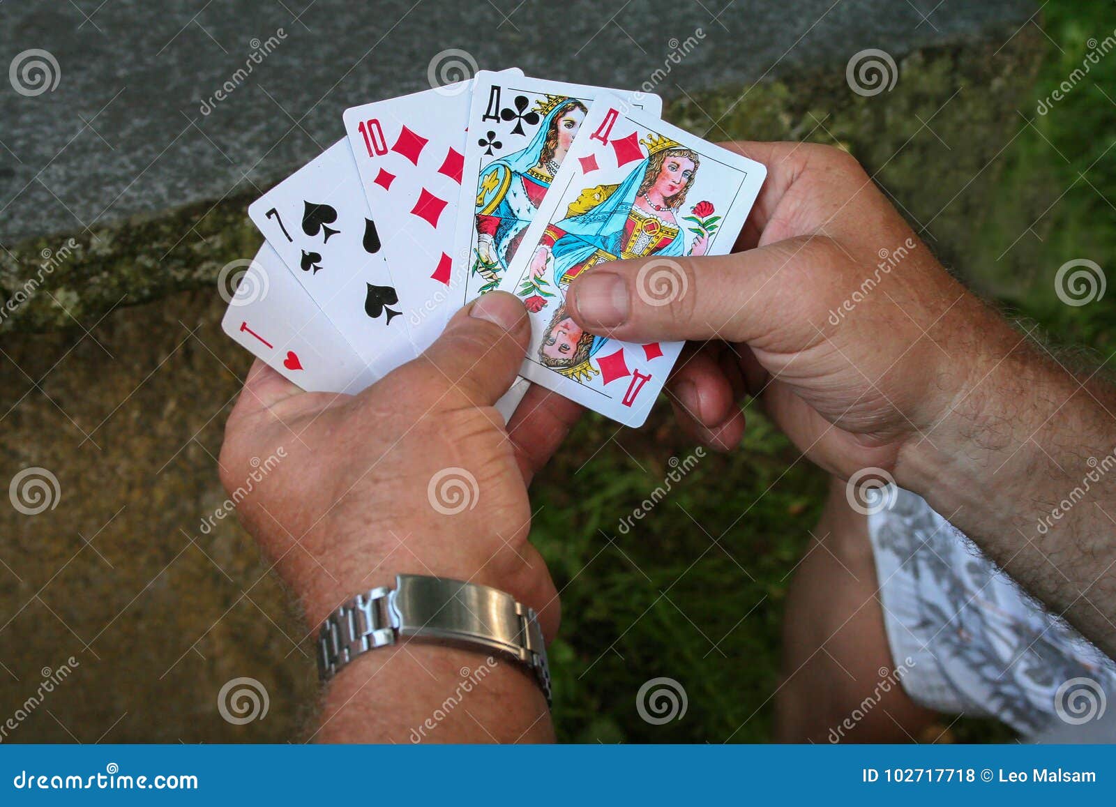 Playing cards in hands stock photo. Image of symbol - 102717718