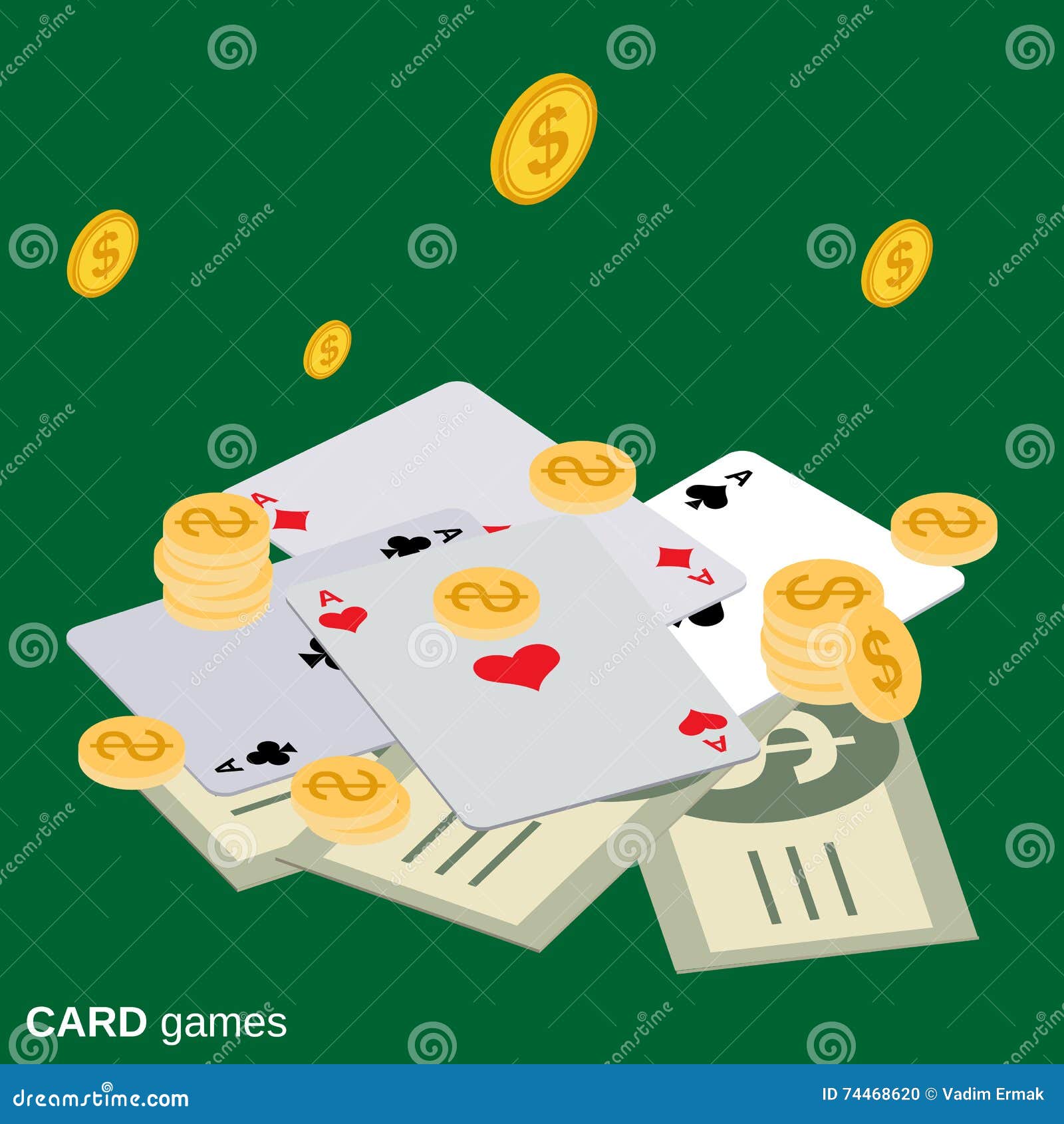 Card Games Vector Illustration Stock Vector - Illustration of casino ...