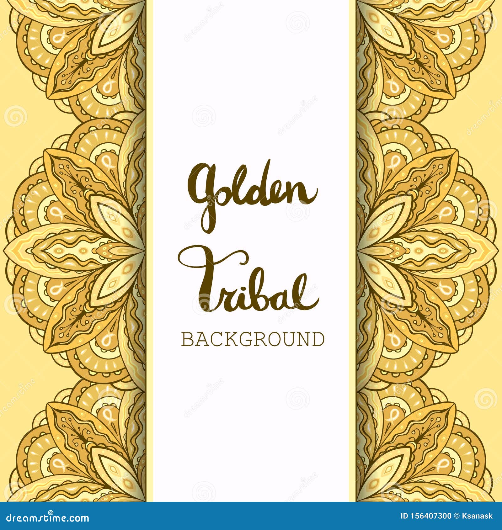 Card with Golden Ethnic Indian Pattern. Stock Vector - Illustration of ...