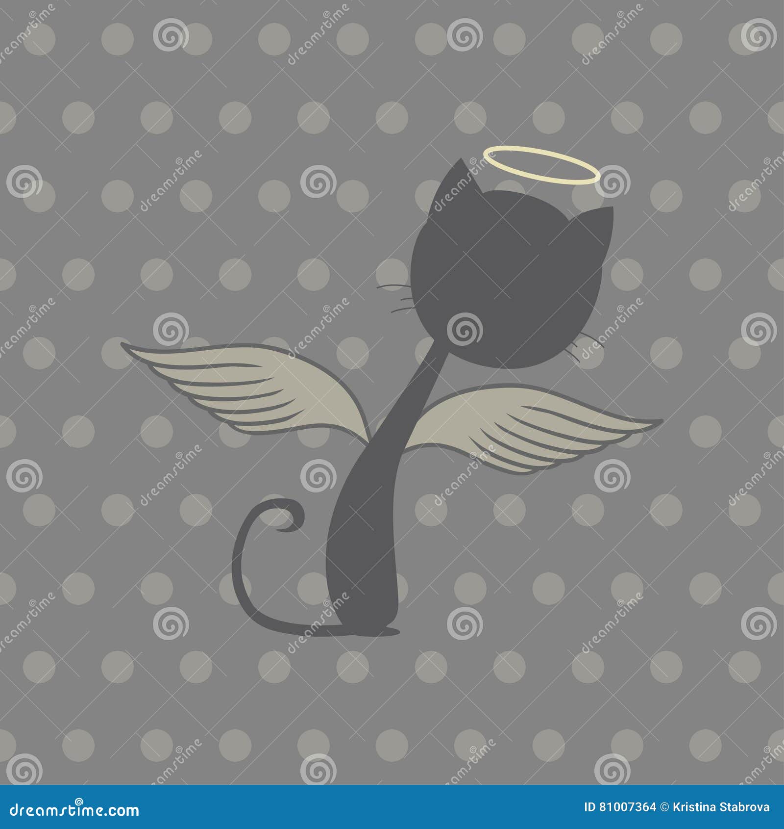 Card with a Gray Angel Cat for Your Design Stock Vector - Illustration ...