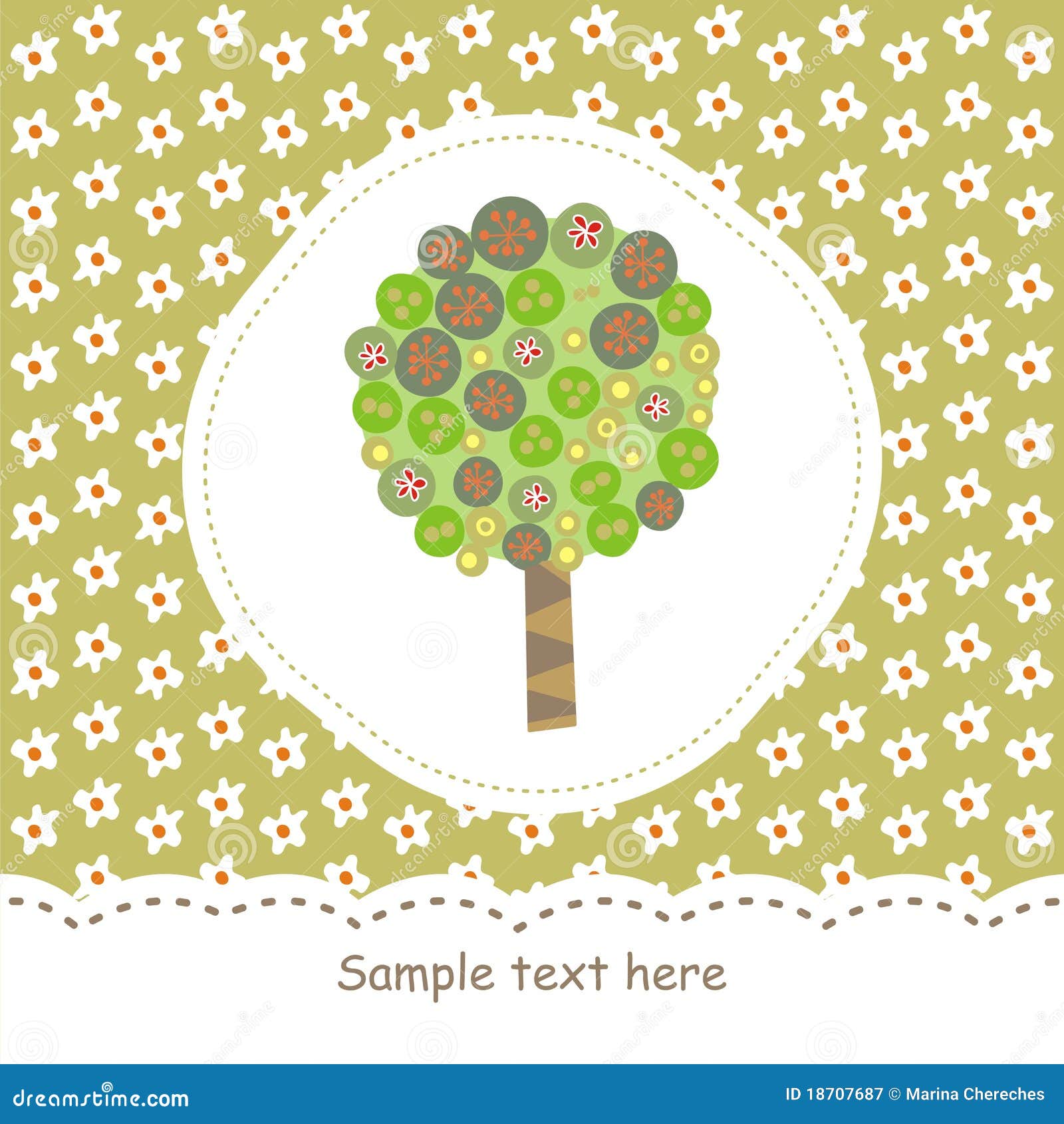 Card with green tree stock vector. Illustration of card - 18707687