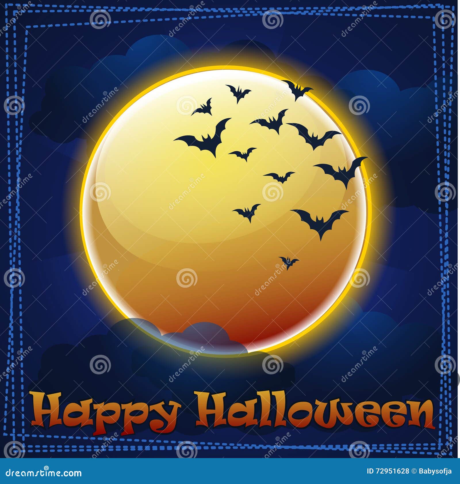 Card Happy Halloween, moon stock illustration. Illustration of color ...