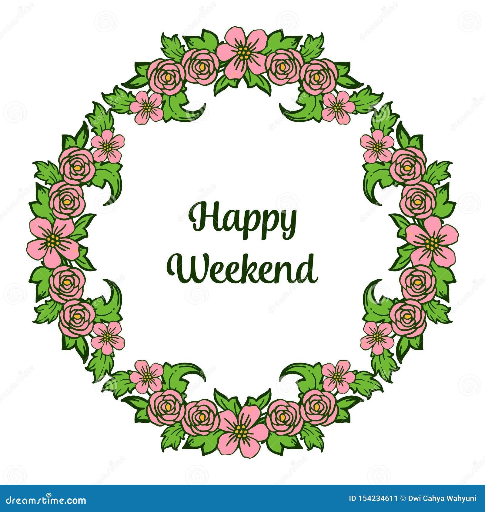 Card of Happy Weekend for Style Design of Leaf Flower Frame. Vector ...