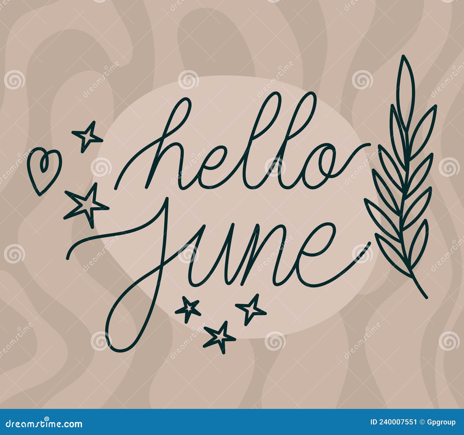 Card of hello june stock vector. Illustration of heart - 240007551