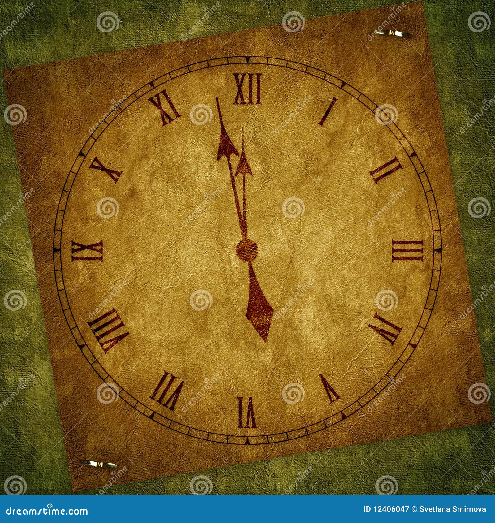 Card for the Holiday with Clock Stock Illustration - Illustration of ...