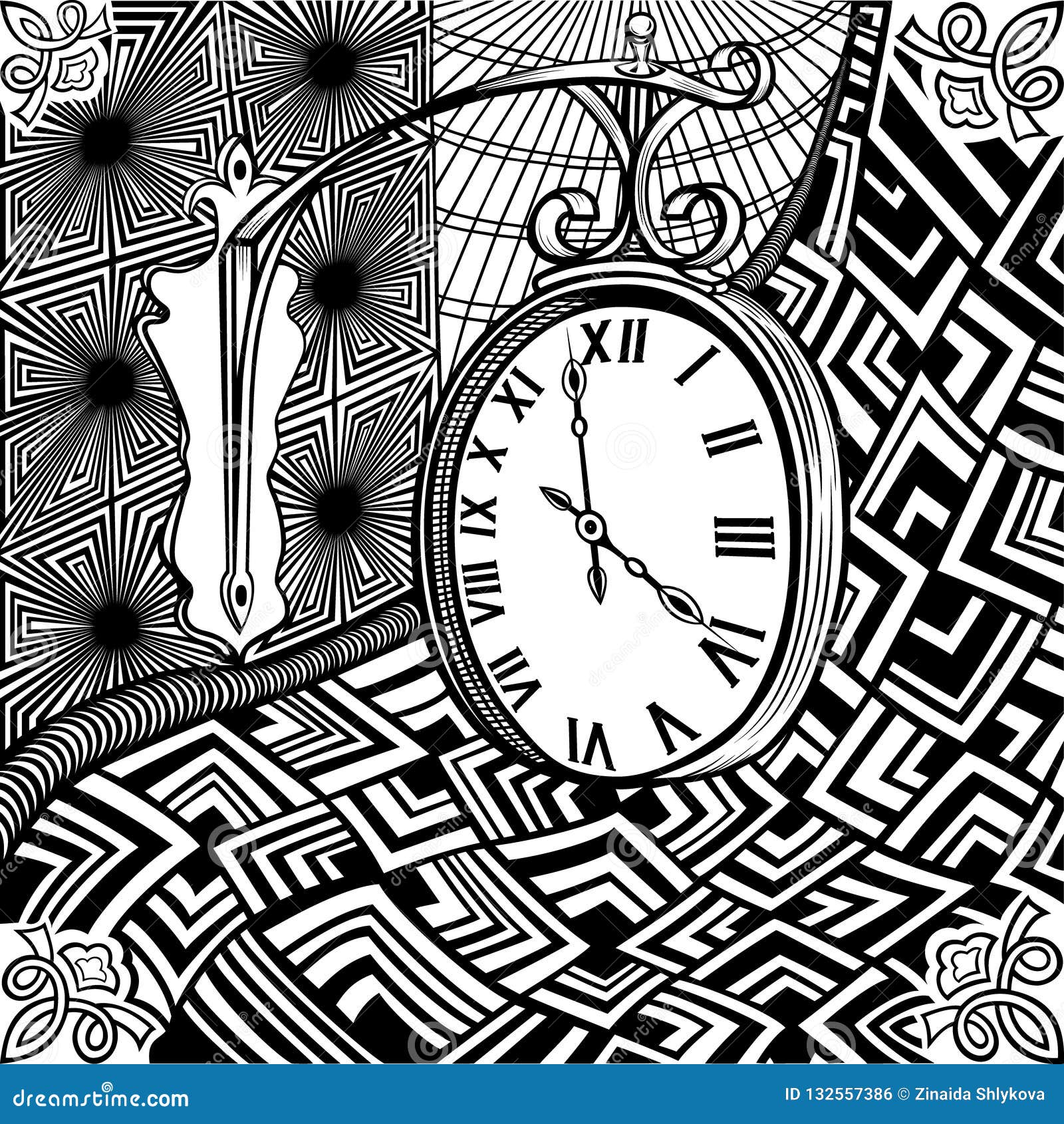 Card Hours in the Style of Zentangle Stock Vector - Illustration of ...