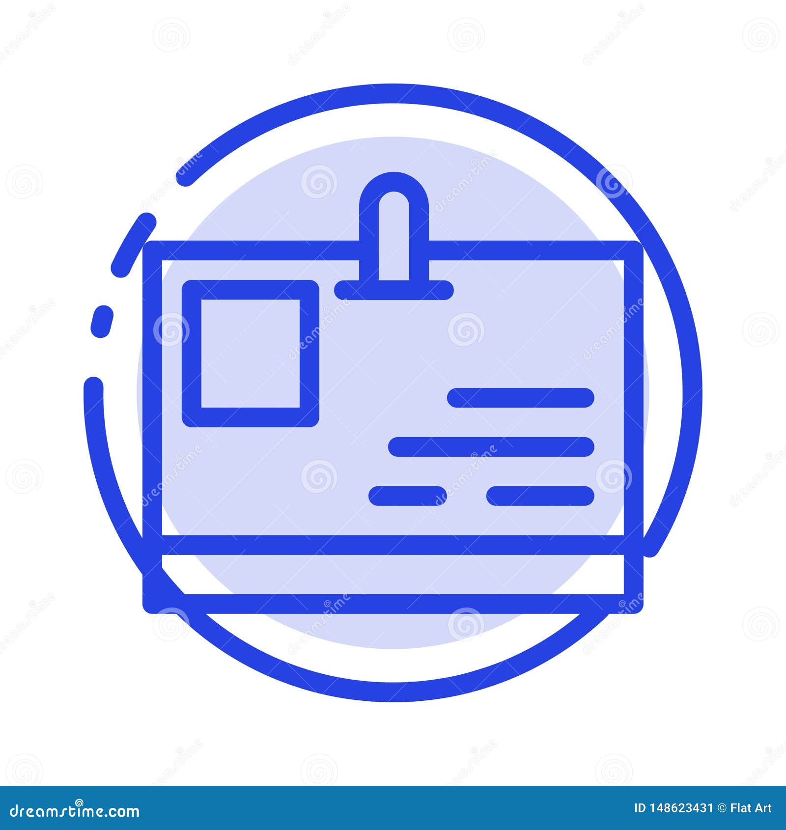 Card, ID Card, Identity, Pass Blue Dotted Line Line Icon Stock Vector ...