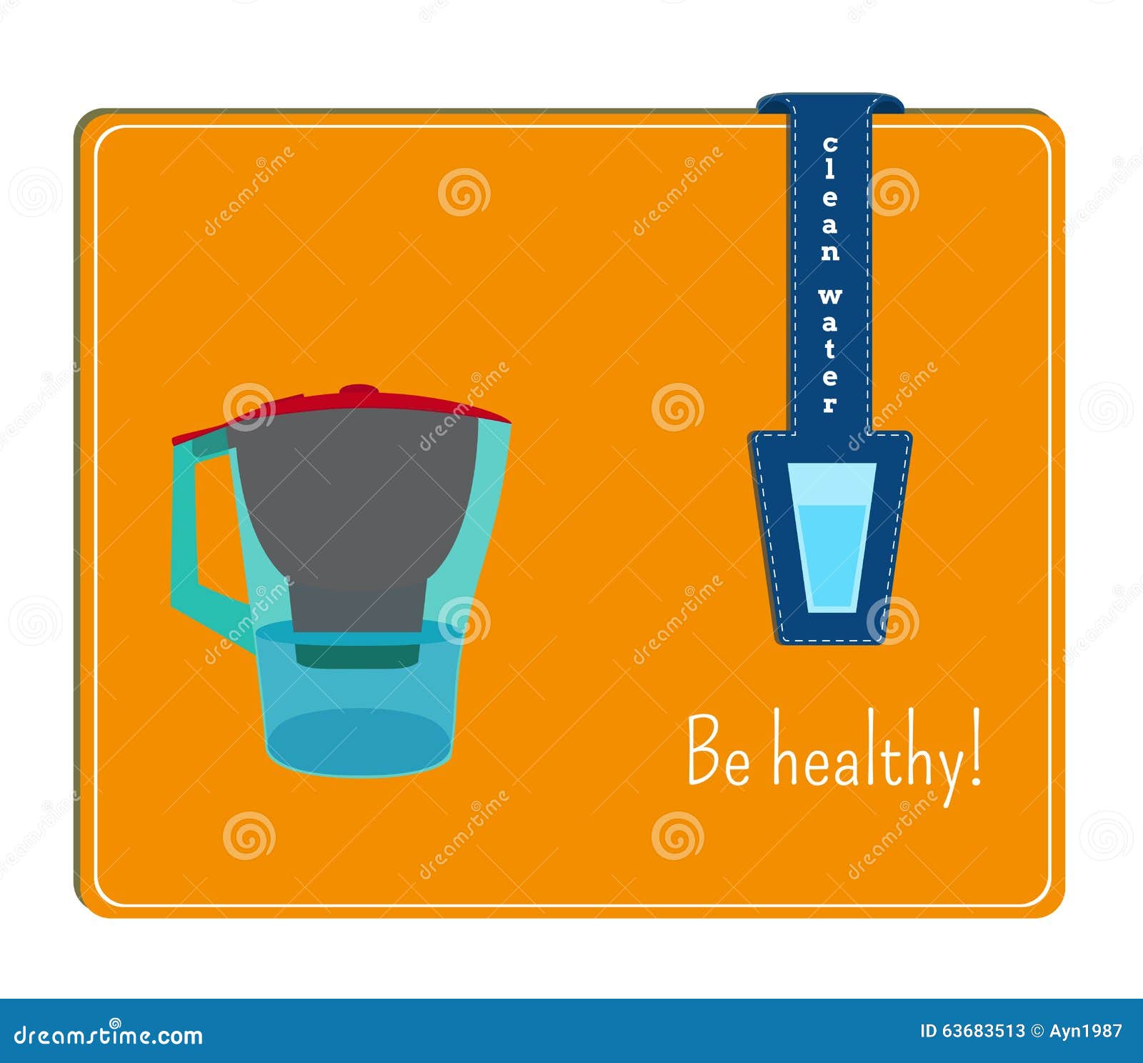 The Card with the Image of the Water Filter Label with a Glass of the ...