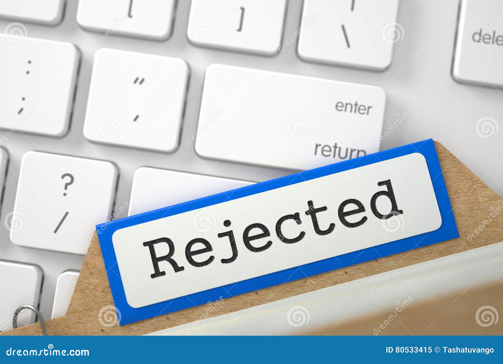 Card Index with Rejected. 3D. Stock Image - Image of folder, decline ...