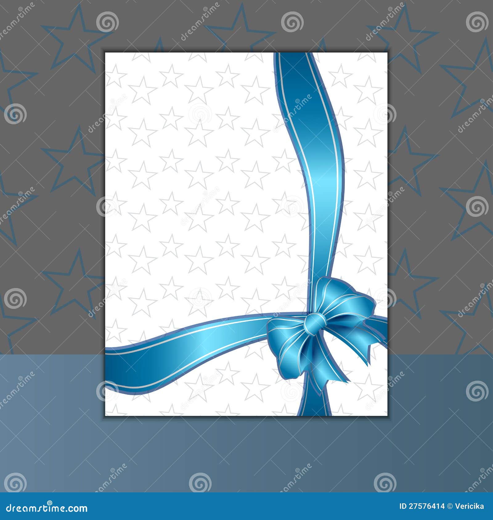 Card or Invitation with Blue Ribbon Stock Vector - Illustration of copy ...