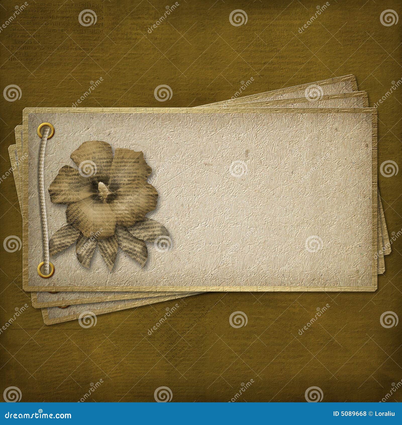 Card for the Invitation, with Cord and Rivets Stock Illustration ...