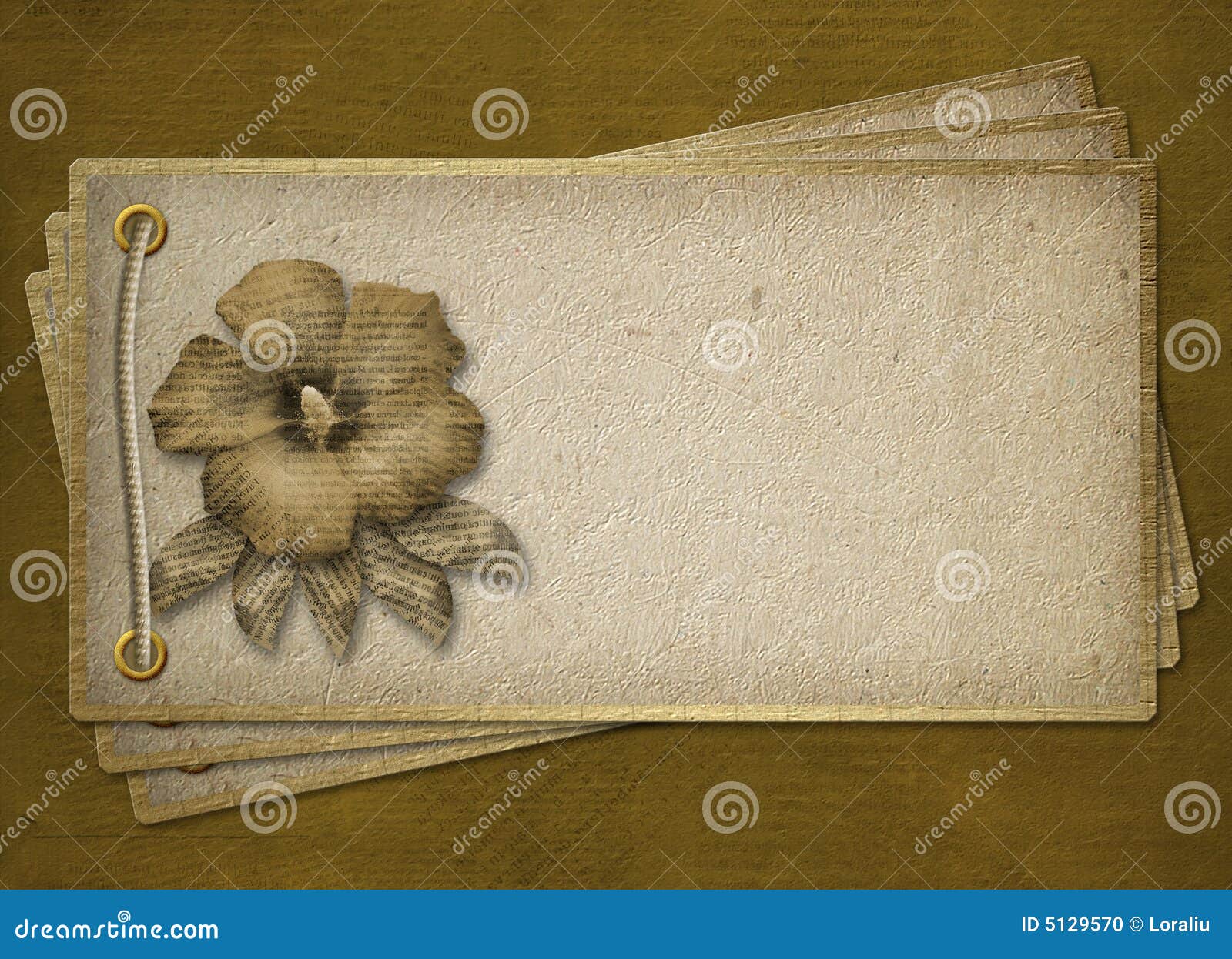 Card for the Invitation, with Cord and Rivets Stock Illustration ...