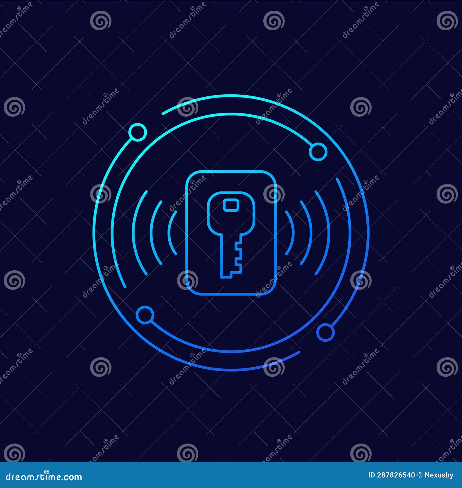 Card Key, Electronic Pass Icon, Linear Design Stock Illustration ...
