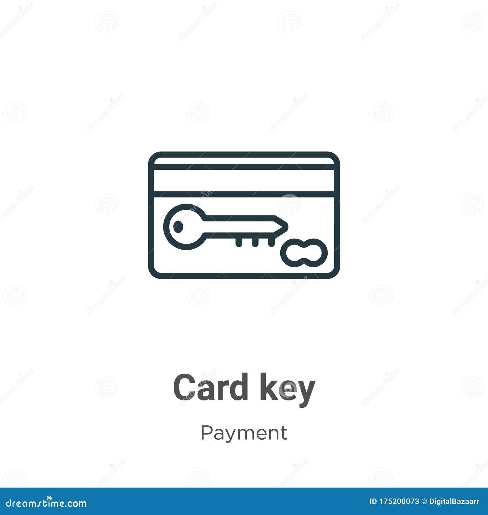 Card Key Outline Vector Icon. Thin Line Black Card Key Icon, Flat ...
