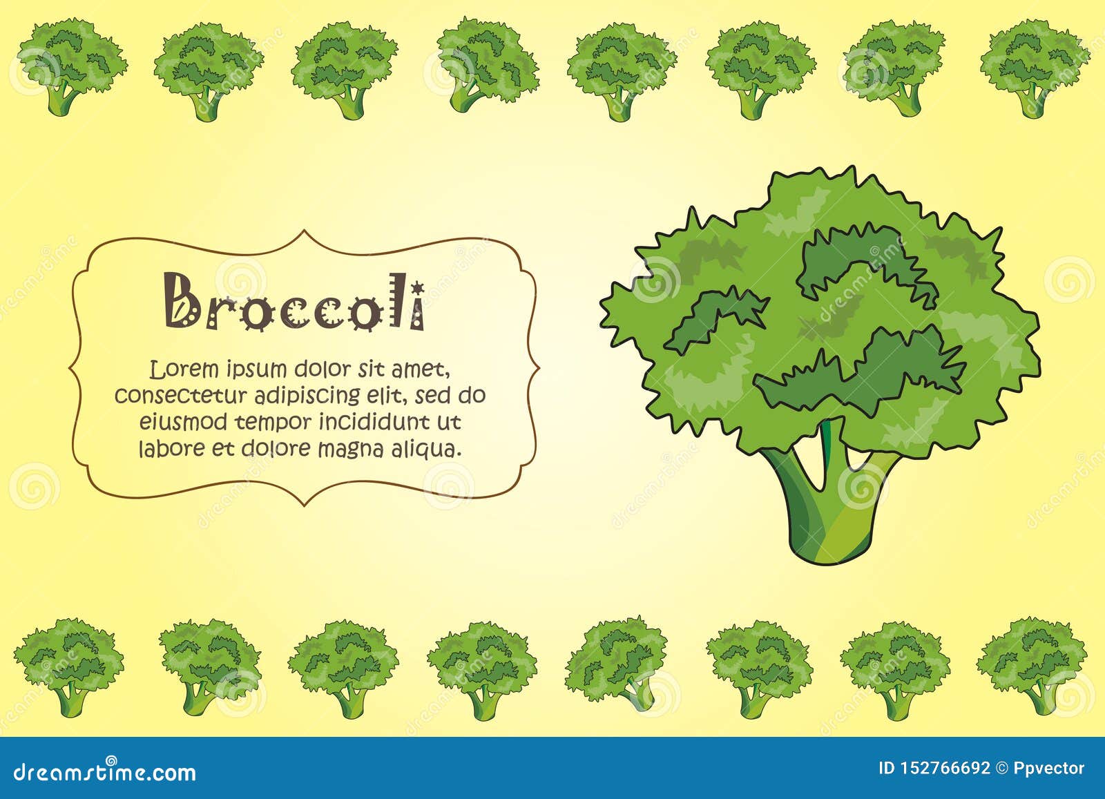 Card for Kitchen Notes. Blank with Broccoli Ornament. Kitchen Card ...