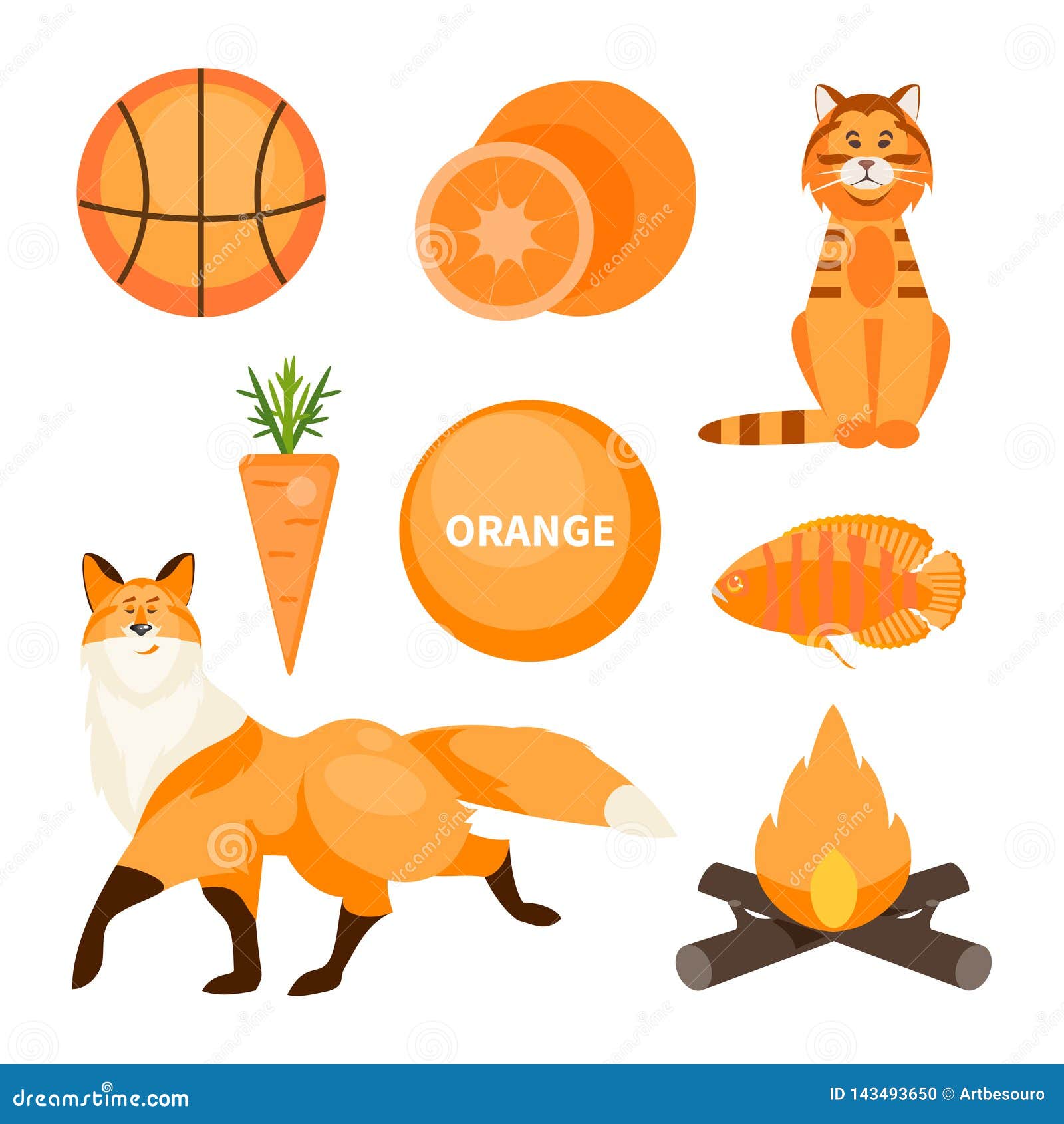 Card with Orange Objects Vector Stock Vector - Illustration of game ...