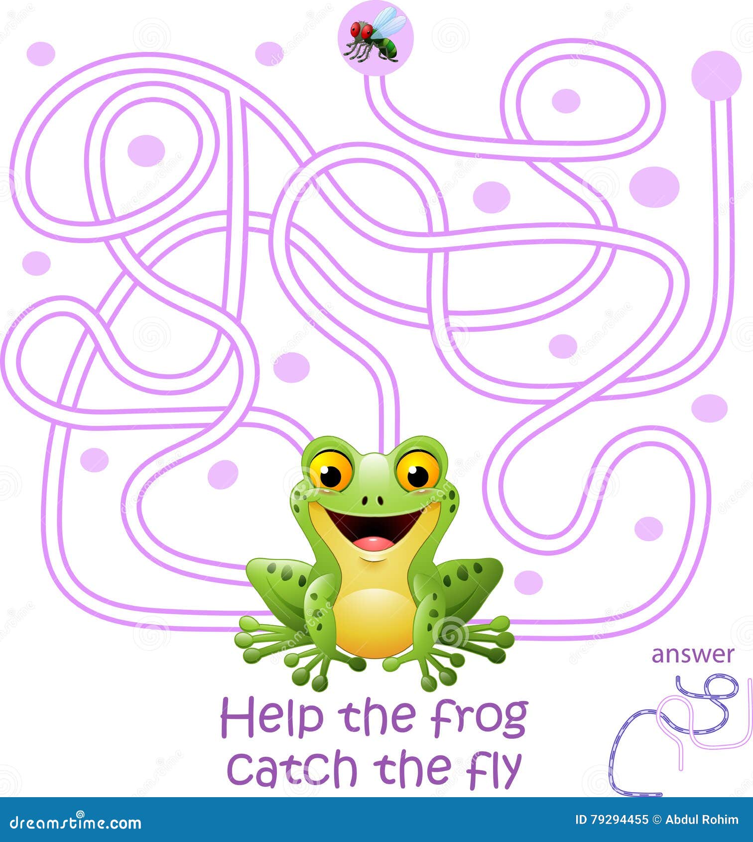 Card with Maze Game, Help the Frog Catch the Fly Stock Vector ...