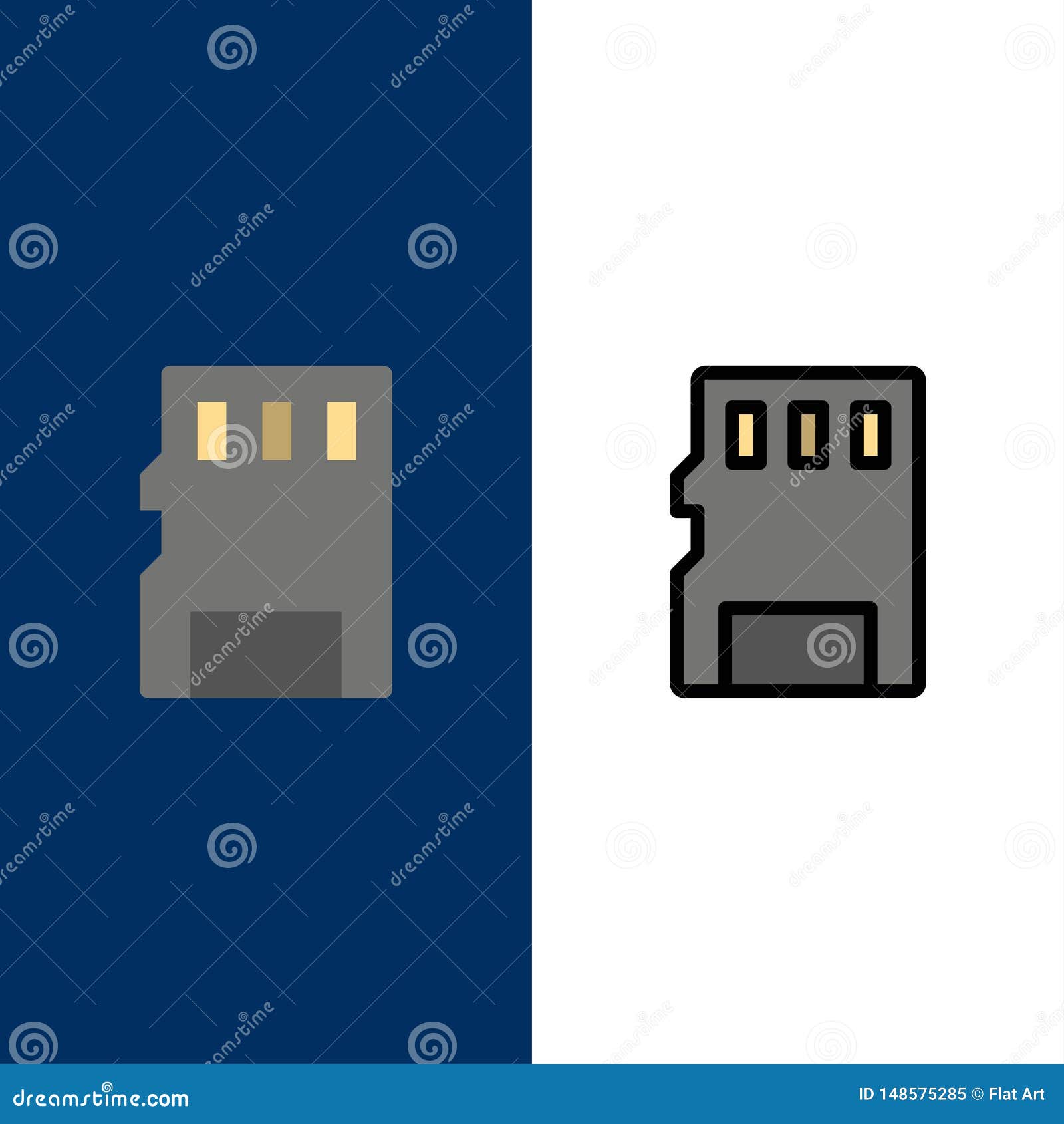 Card, Memory, Memory Card, SD Icons. Flat and Line Filled Icon Set ...