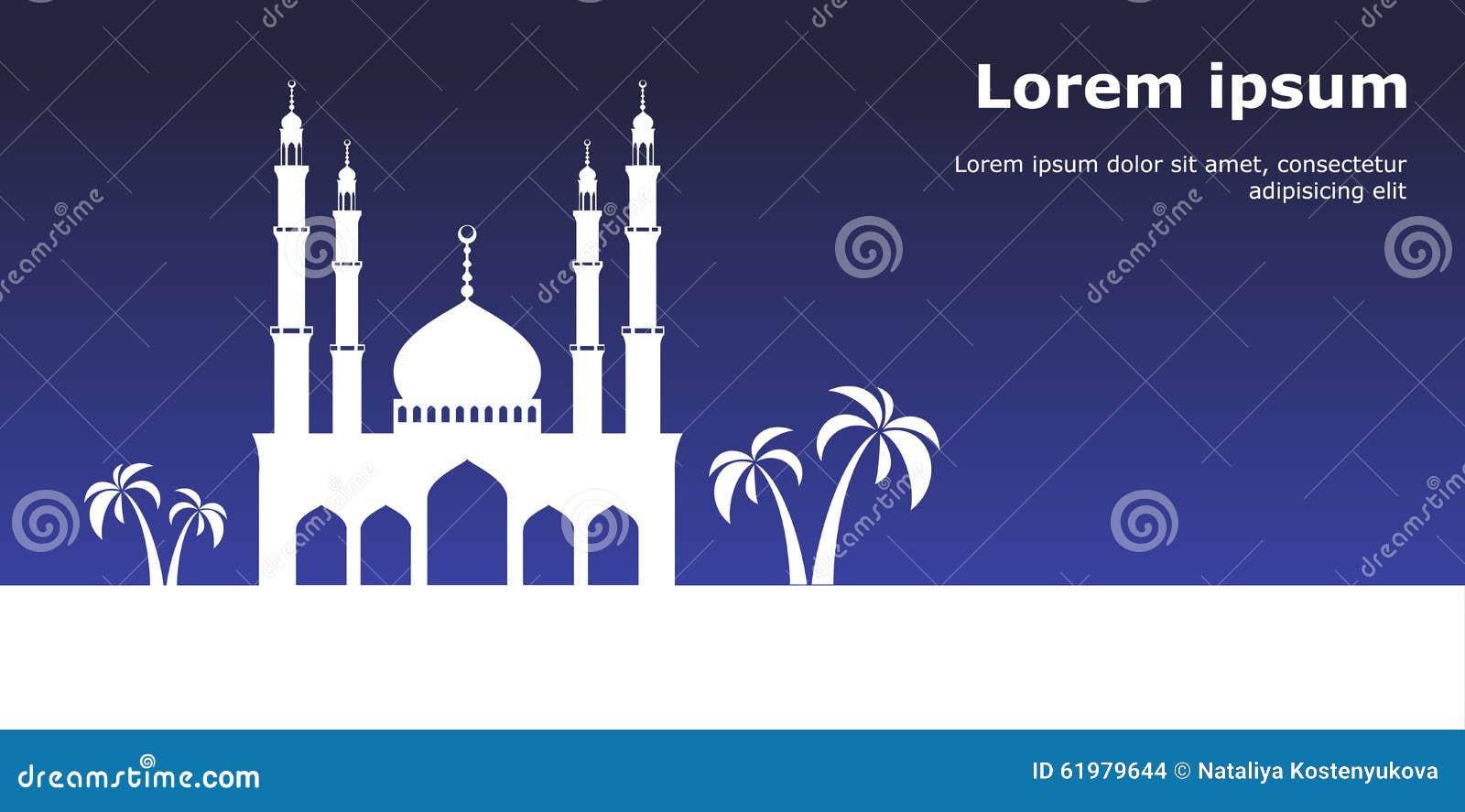 Card with mosque stock vector. Illustration of religion - 61979644