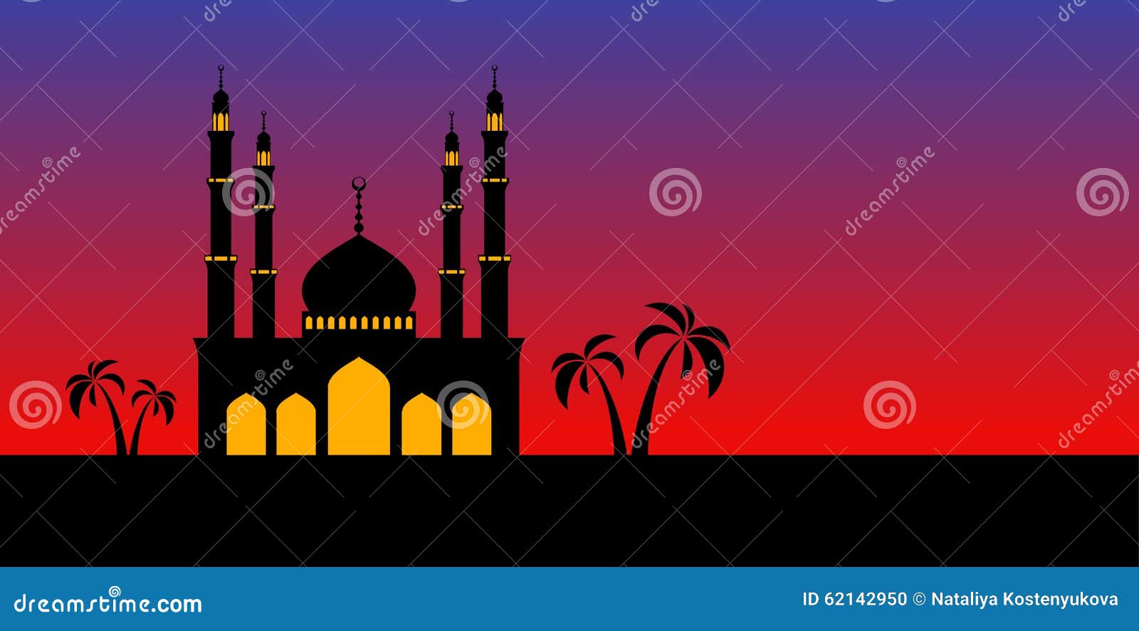 Card with mosque stock vector. Illustration of wishes - 62142950