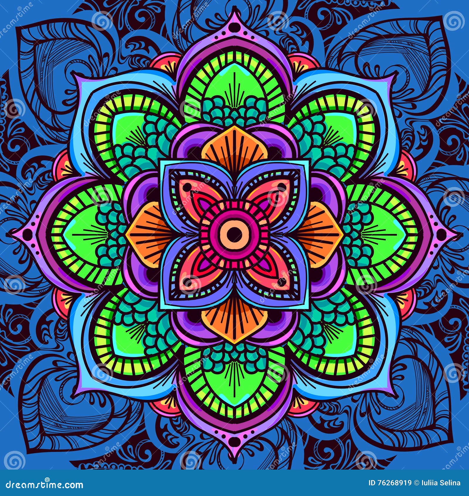 Card multicolor mandala stock vector. Illustration of mandala - 76268919